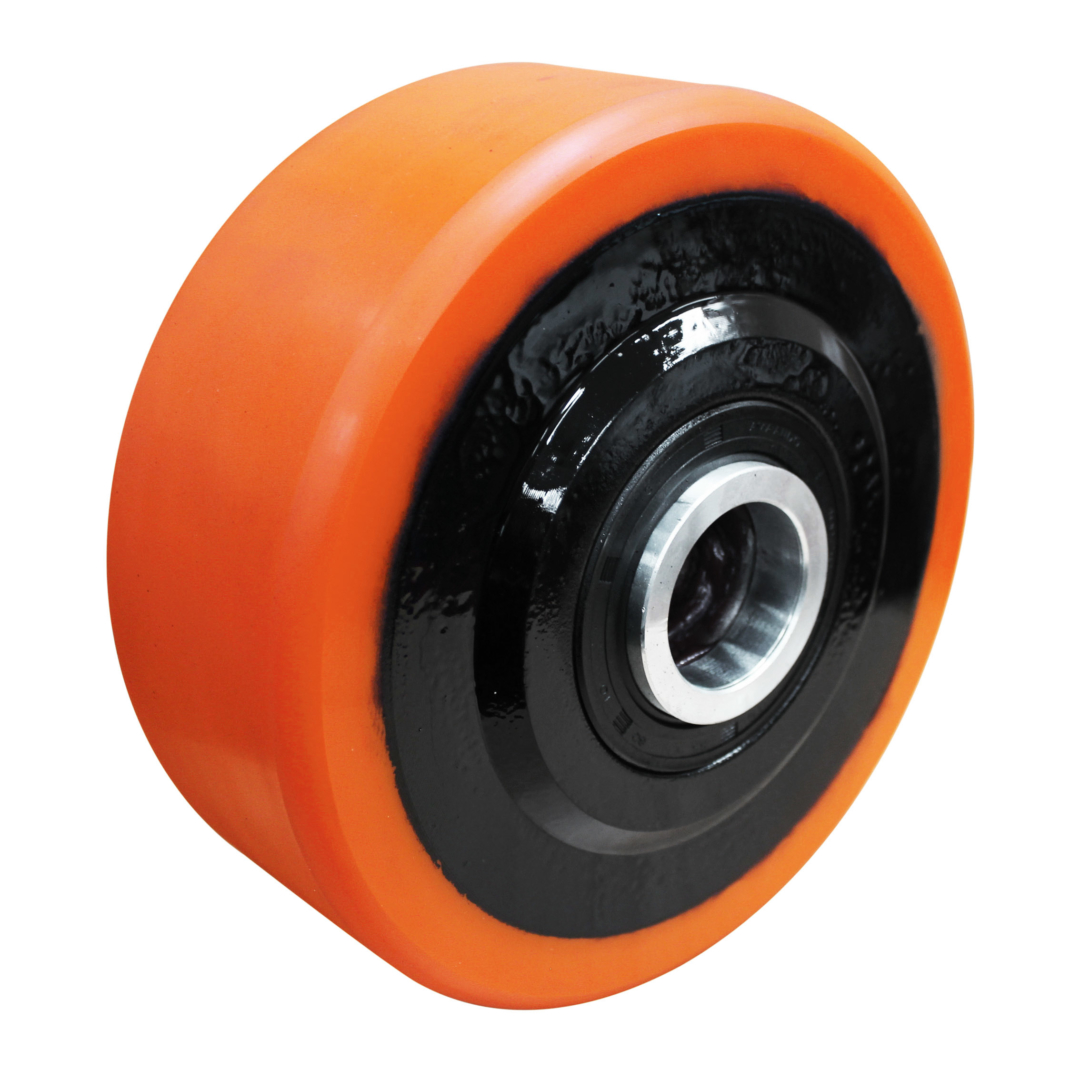 200mm Polyurethane Tyred Cast Iron Centred Wheel | 40mm Axle Diameter ...