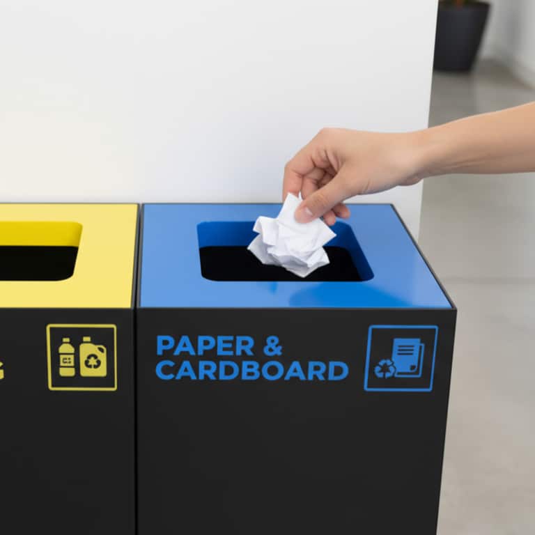 Waste Recycling Station Bin – Blue Lid – Paper & Cardboard Recycling ...